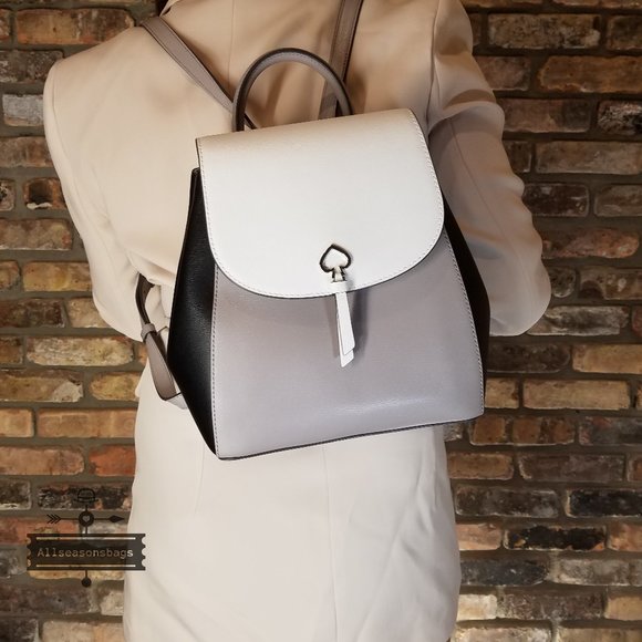 kate spade | Bags | Kate Spade Optic White Black Adel Backpack Gray ...